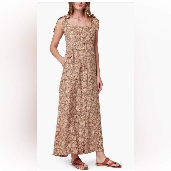 Faherty | Dresses | Faherty Kendall Tie Strap Linen Maxi Dress | Poshmark